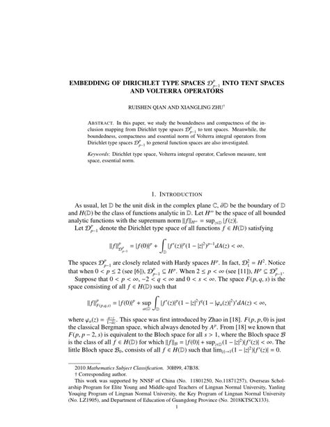 pdf embedding of dirichlet type spaces into tent spaces and volterra operators