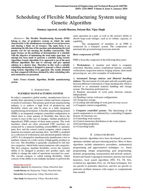 scheduling of flexible manufacturing system using genetic algorithm pdf genetic algorithm