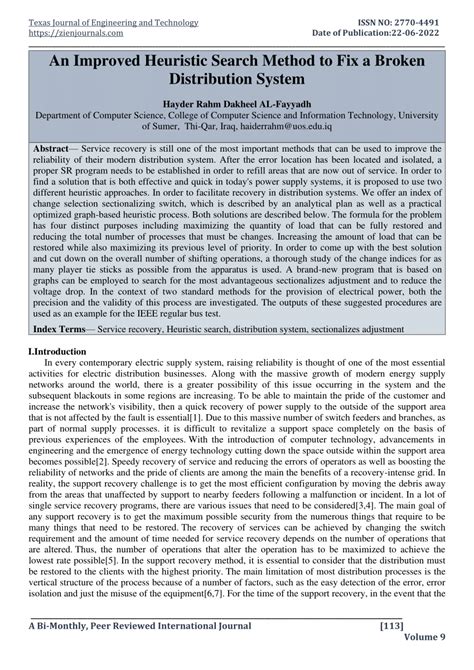 pdf an improved heuristic search method to fix a broken distribution system
