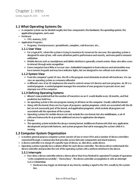 chapter 1 intro 1 1 what operating systems do pdf operating system central processing unit