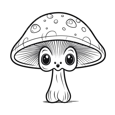 Cute Kawaii Mushroom Coloring Page Page Drawing Illustration Outline Sketch Vector Mushroom