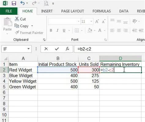 How To Subtract In Excel 2013 With A Formula An Easy 4 Step Guide