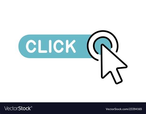 Click Here Button With Cursor Icon Royalty Free Vector Image