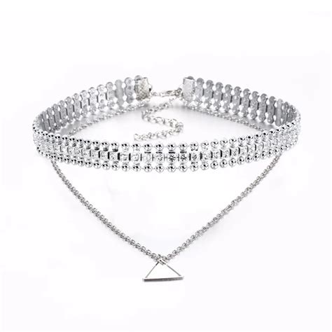 Newest 3 Style Luxury Rhinestone Choker Crystal Chokers Necklace Women Wedding Party Double