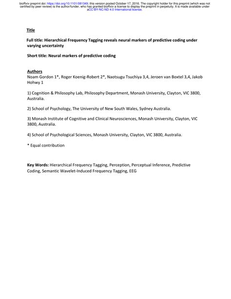 pdf hierarchical frequency tagging reveals neural markers of predictive coding under varying