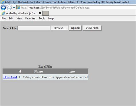 uploading and downloading excel files from database using asp c