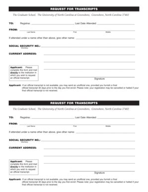 Fillable Online Www1 Cfnc Transcripts Request Form CFNC Org Home