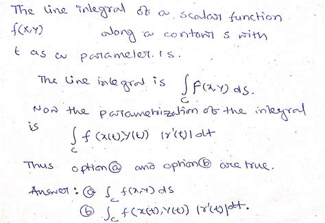 [solved] the line integral of a scalar function f x y along a contour course hero