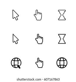 Pixel Cursors Icons Mouse Hand Arrow Stock Illustration