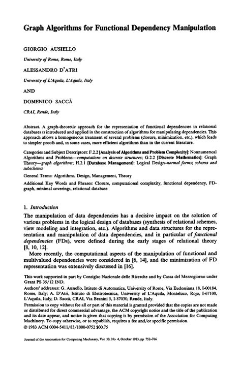 pdf graph algorithms for functional dependency manipulation