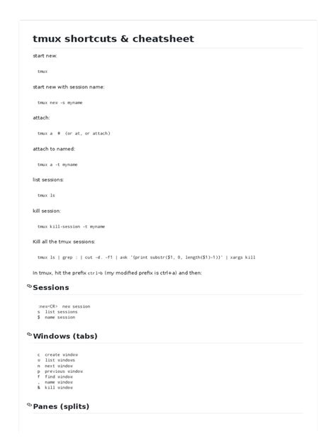 a comprehensive cheatsheet for tmux shortcuts commands and configurations pdf human