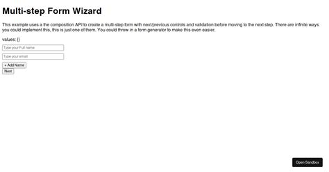Multi Step FormWizard With Vee Validate Forked Codesandbox