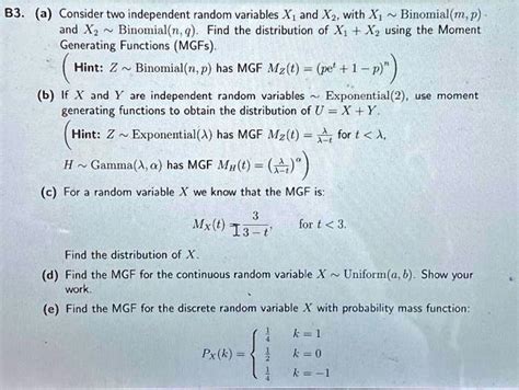 solved texts b3 a consider two independent random variables x and x2 with x binomial mp and