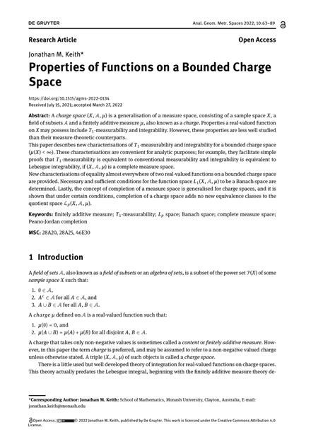 pdf properties of functions on a bounded charge space