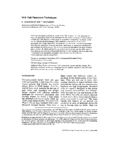 pdf vlsi cell placement techniques khushro shahookar