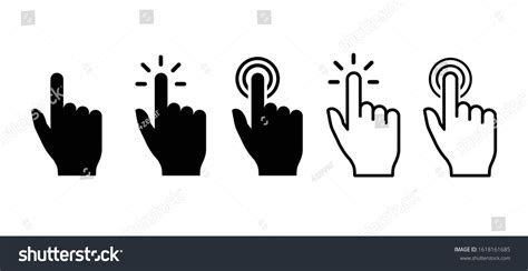 Vector Hand Cursors Icons Click Set Royalty Free Stock Vector