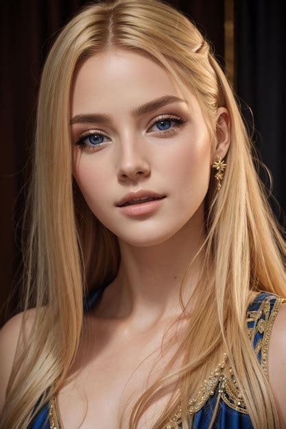 Premium Ai Image A Model With Long Blonde Hair And Blue Eyes