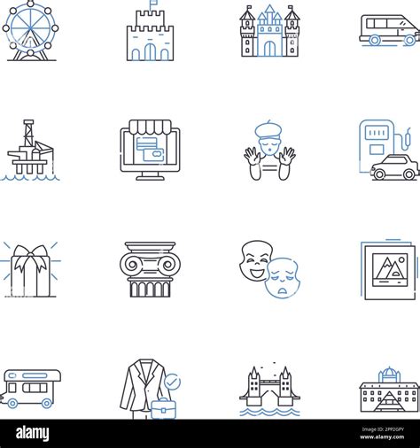 software field line icons collection coding development programming debugging testing