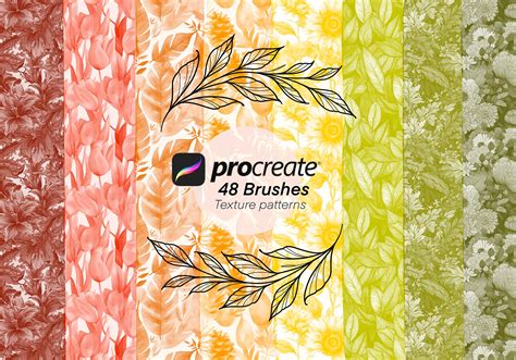 Flora Texture Patterns 48 Brushes For Procreate Design Cuts
