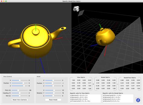 Example Of OpenGL ModelView Matrix Transformations Matrix Tea Pots