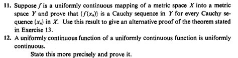 solved 11 suppose f is a uniformly continuous mapping of a metric space x into a metric space