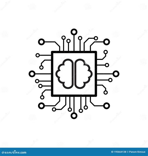 Artificial Intelligence Ai Processor Chip Vector Icon Symbol For