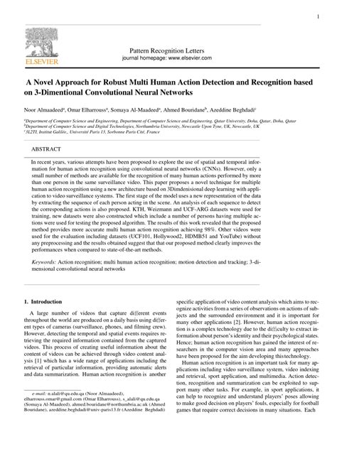 pdf a novel approach for robust multi human action detection and recognition based on 3