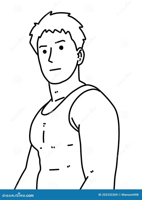 Black And White Of Cute Man Cartoon For Coloring Stock Illustration Illustration Of Doodle