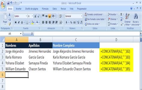 Funciones De Excel Funcion Concatenar