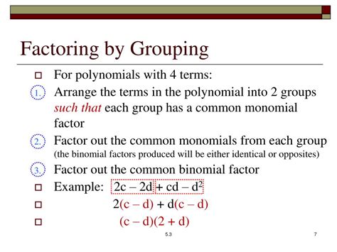ppt sect 5 3 common factors and factoring by grouping powerpoint presentation id 2794926