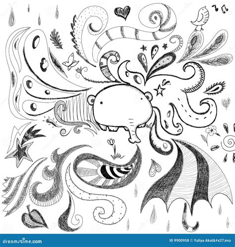 Abstract Doodle Decorative Line Art Coloring Page Pattern Cartoon