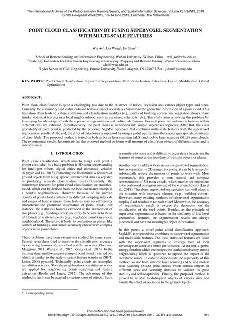pdf point cloud classification by fusing supervoxel segmentation with multi scale features
