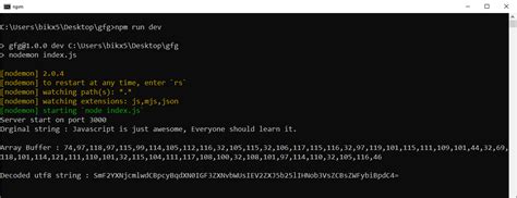 node js npm arraybuffer to string module geeksforgeeks