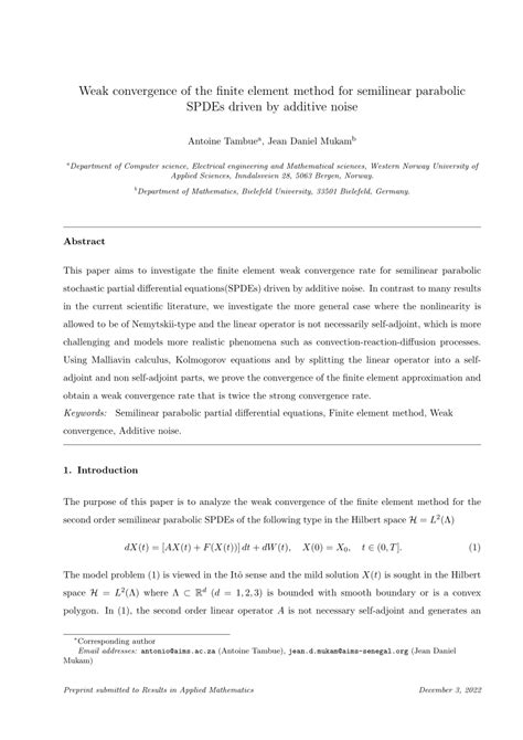 pdf weak convergence of the finite element method for semilinear parabolic spdes driven by