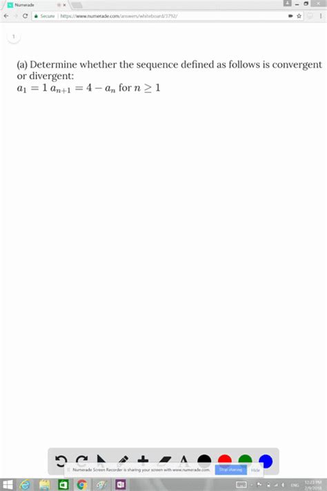 solved use a graph of the sequence to decide whether the sequence is convergent or divergent if