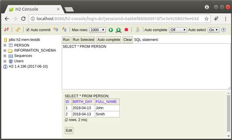 integrating spring boot jpa and h2 database