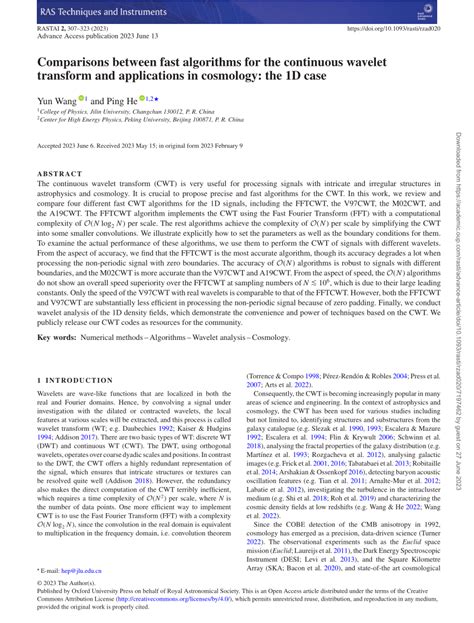 pdf comparisons between fast algorithms for the continuous wavelet transform and applications
