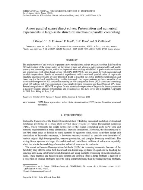 a new parallel sparse direct solver presentation and numerical experiments in large scale