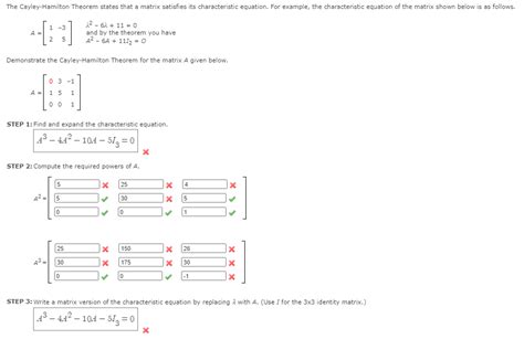 solved the cayley hamilton theorem states that a matrix