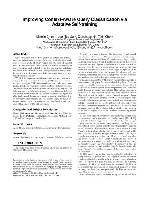pdf improving context aware query classification via adaptive self training