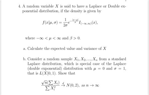 solved 4 a random variable x is said to have a laplace or