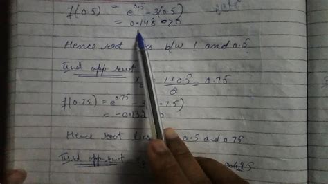 find root of e x 3x 0 by using bisection method youtube