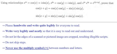 solved using relationships e ix cos x i sin x e iy