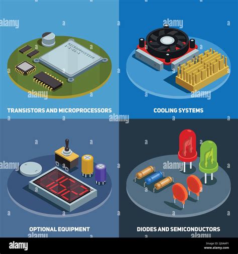 Semiconductor 2x2 Design Concept Set Of Transistors Microprocessors