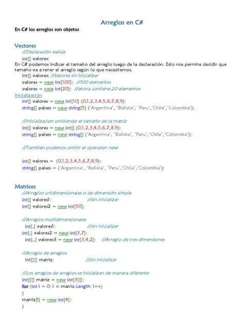 arreglos en c sharp descargar gratis pdf estructura de datos de matriz c sharp lenguaje