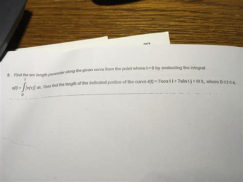 solved find the arc length parameter along the given curve