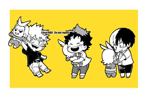 Midoriya Izuku Bakugou Katsuki Todoroki Shouto And All Might Boku No Hero Academia Drawn By
