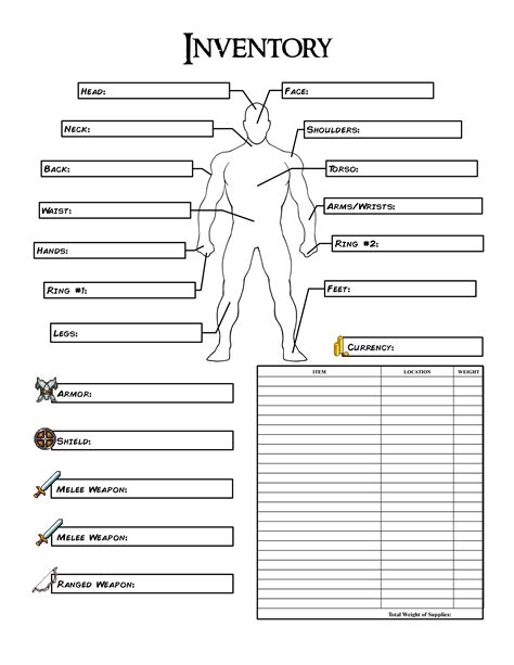 I Made A New Inventory Sheet For Characters Repost From R Dnd