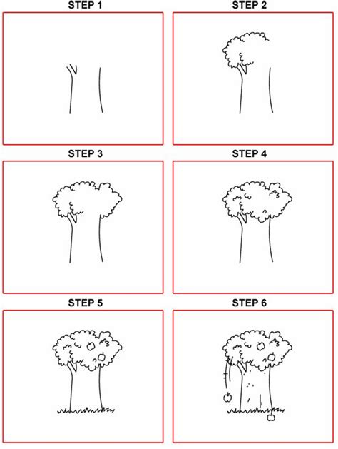 How To Draw A Tree Step By Step Image Guides Bored Art Tree