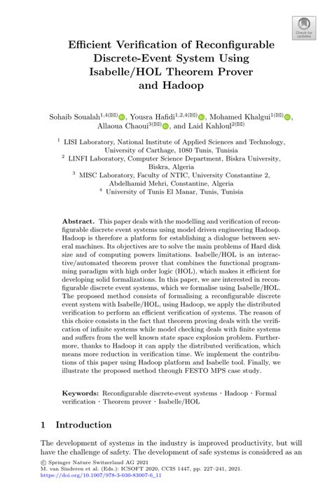 pdf efficient verification of reconfigurable discrete event system using isabelle hol theorem